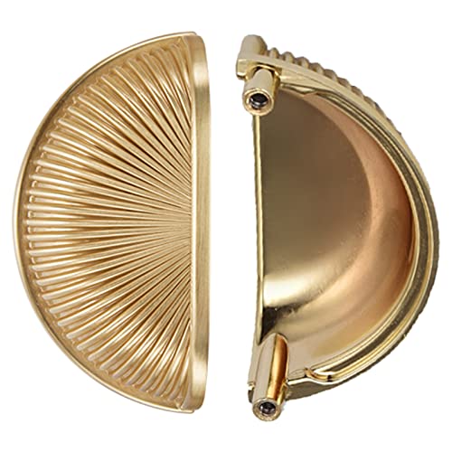 YHBZ Modern Door Handle,Gold Shell Handles,76mm/3in Metal Kitchen Cupboard Cabinet Knobs,Zinc Alloy Drawer Pulls,2Pcs Double Hole with Screws,Holedistance76mm
