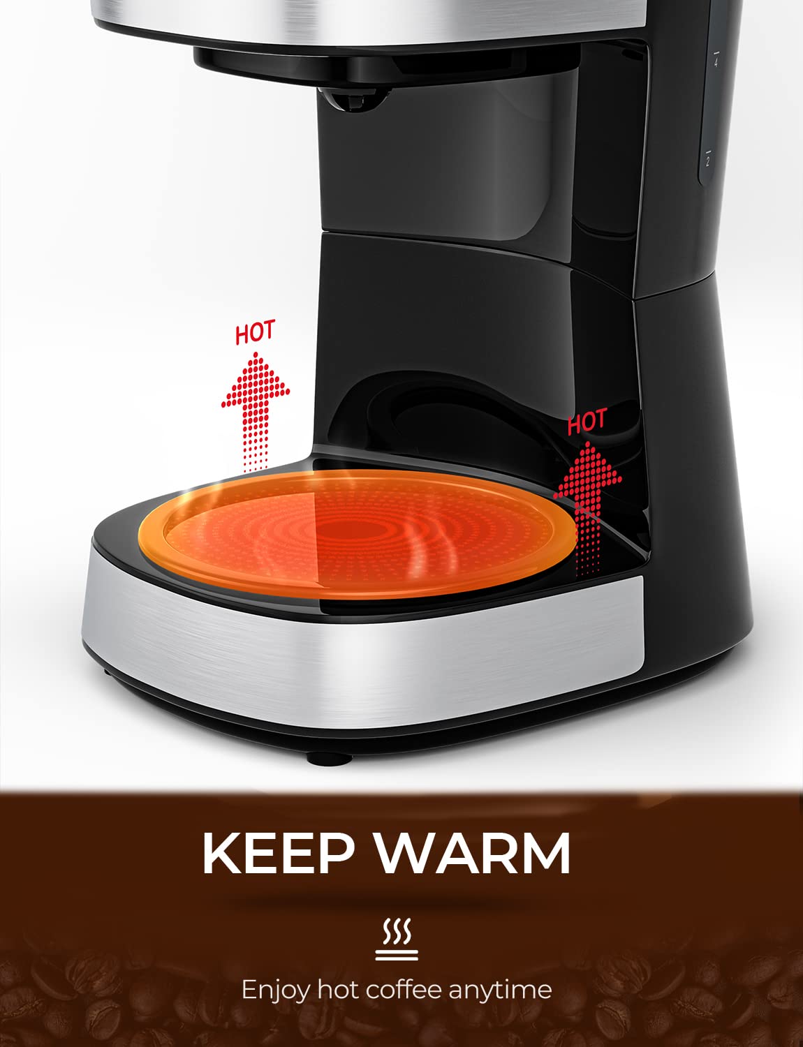 SIMOE Programmable Coffee Maker, 12-Cup Coffee Machine with Timer and Glass Carafe, Keep Warm, Brew Strength Control, Anti-Drip System, Black with Stainless Steel