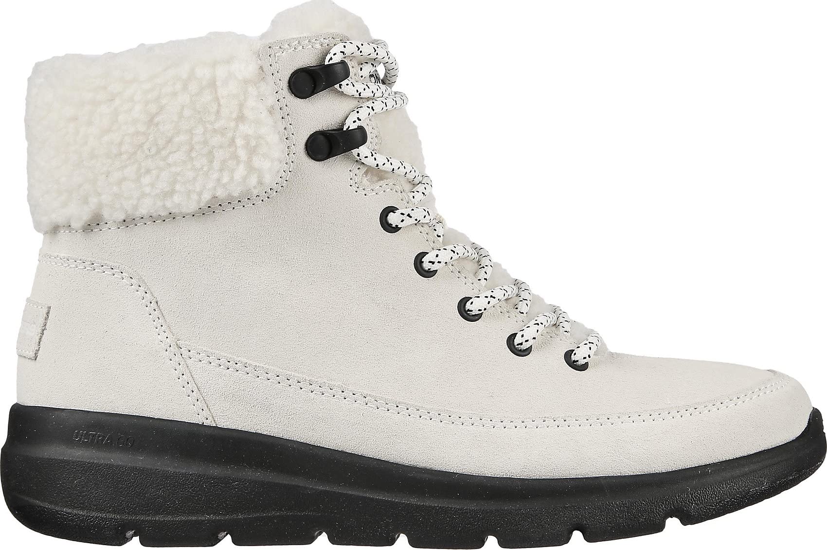 Skechers Women's Glacial Ultra-Woodlands Fashion Boot, White/Black, 10