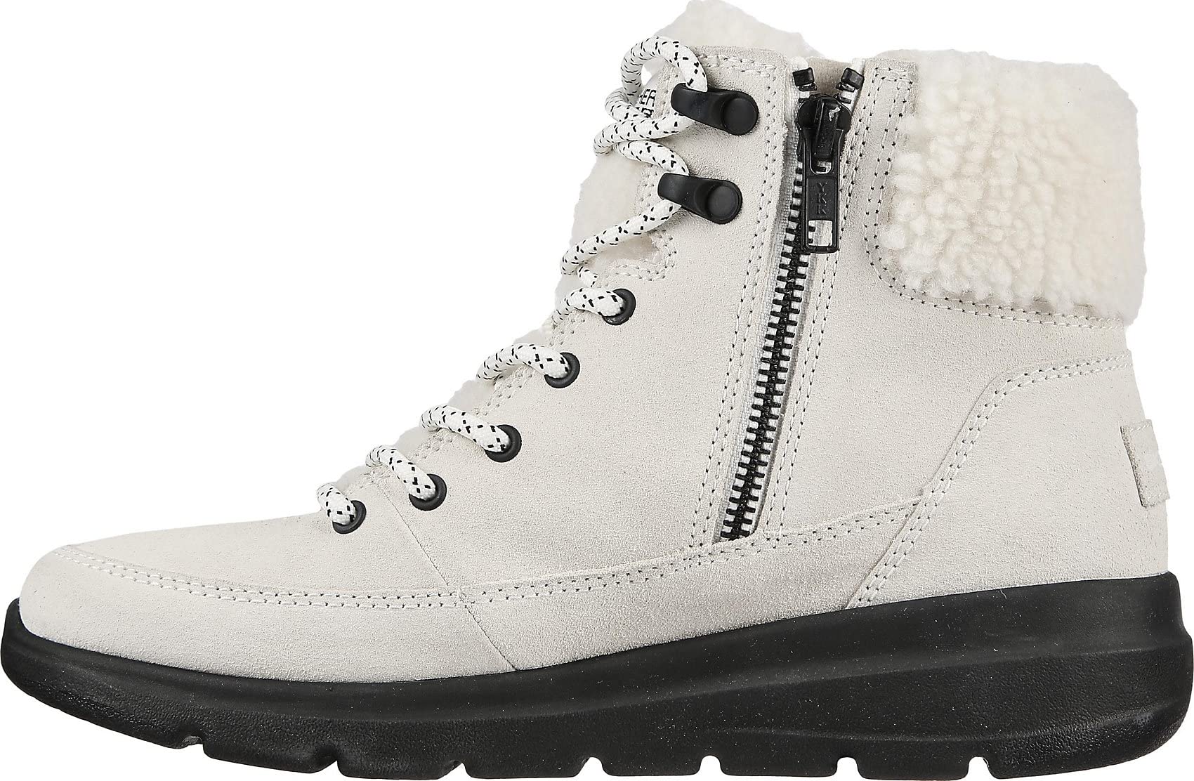 Skechers Women's Glacial Ultra-Woodlands Fashion Boot, White/Black, 10