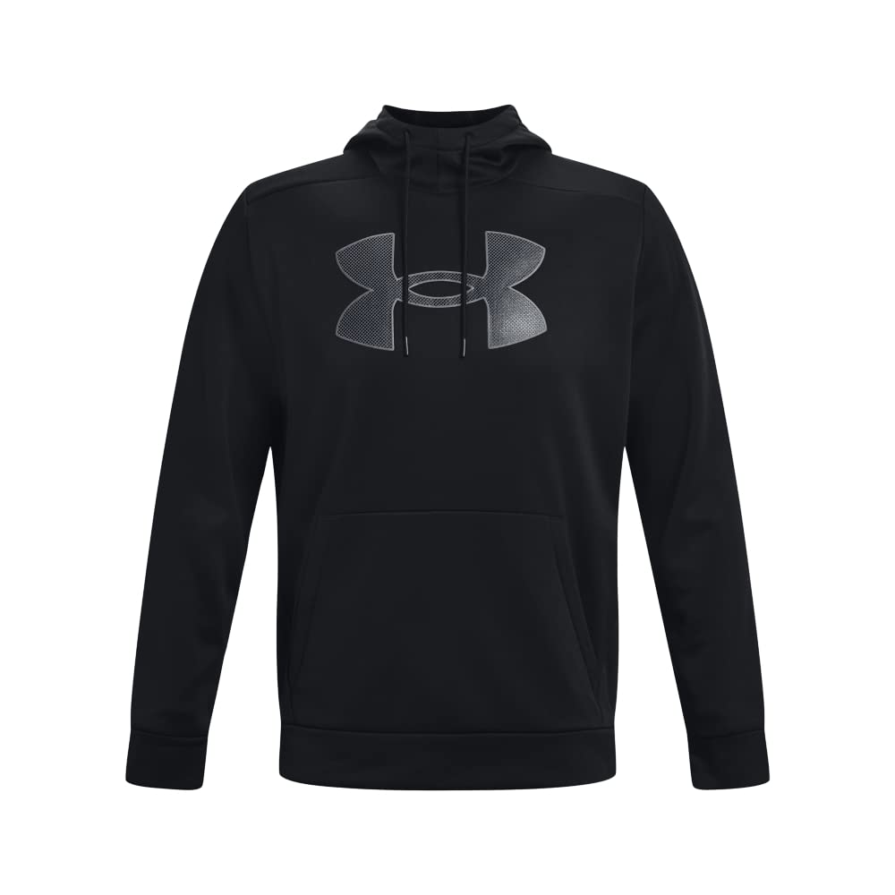 Under Armour Mens Big Logo ArmourFleece Hoodie, (001) Black/Black/Pitch Gray, Large
