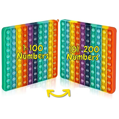 Counting Numbers Chart Pop It Double Sided Learning Math Game Reversible Manipulatives Education Tool Fidget Sensory Type Toys Squeeze Stress Relief Anxiety ADHD Children (Double Side Counting 1-200)