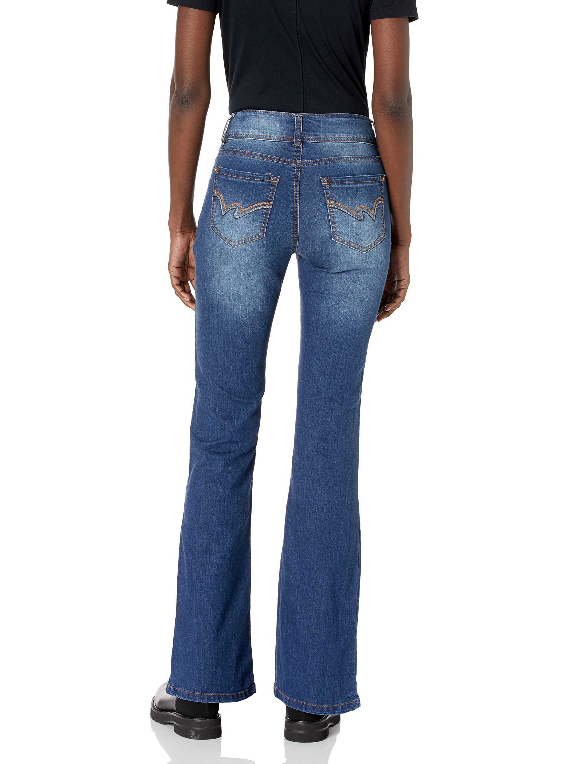 WallFlower Women's Flirty Curvy Flare High Rise Insta Stretch Juniors Jeans (Standard and Plus), Pia, 7