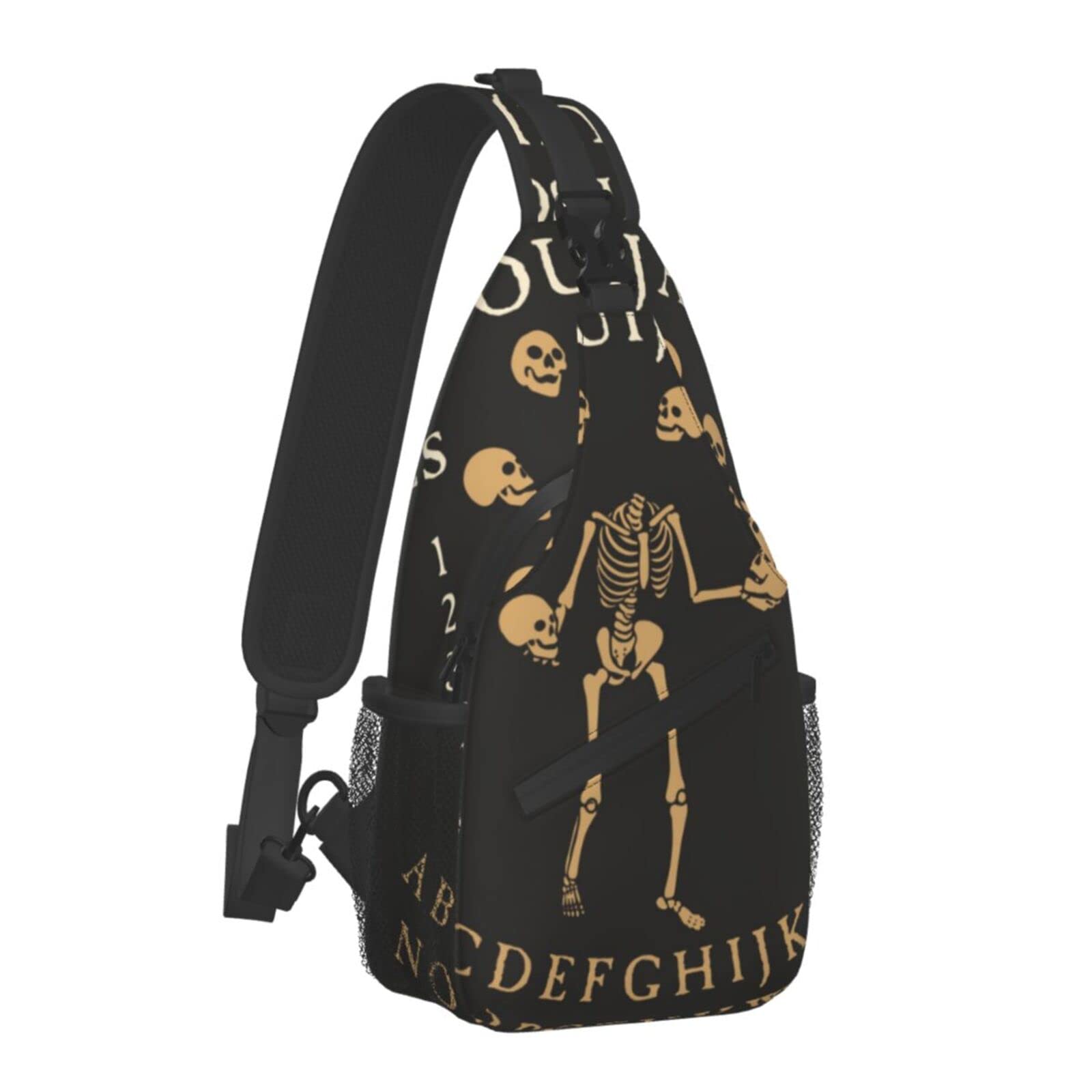 SWEET TANG Mens Sling Bag Shoulder Backpacks Spirit Board With Skeletons Chest Bags, Anti Theft Crossbody Bag Multi Purpose Daypacks for Hiking Sports, for Teens