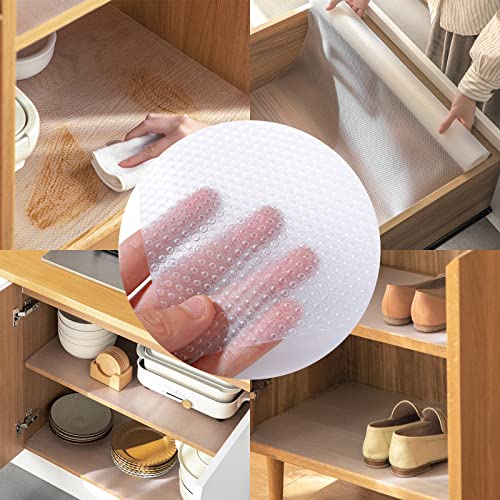 Shelf Liner Cabinet Pad Cabinet Liners Non Slip Waterproof Clear Kitchen Drawer Non Adhesive Mat for Fridge, Dresser, Wire Shelf, Toolbox, Cupboard, Pantry, Storage and Desk (17.7 Inch X 59 Inch)