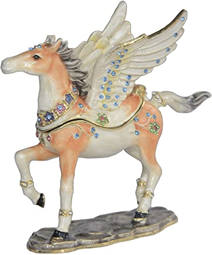MIXDOM Flying Horse Trinket Box Jewelry Box Hand Painted Decorative Box with Hinged Lid Ring Earring Holder AnimalFigurine Collectible
