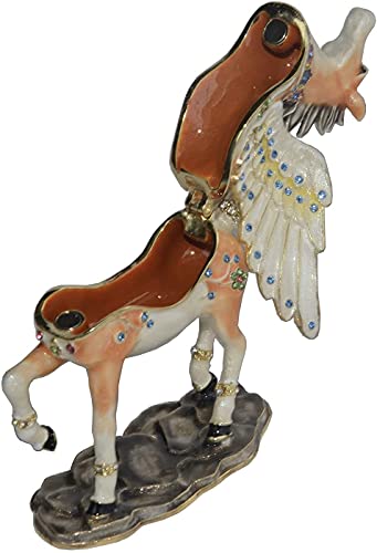 MIXDOM Flying Horse Trinket Box Jewelry Box Hand Painted Decorative Box with Hinged Lid Ring Earring Holder AnimalFigurine Collectible