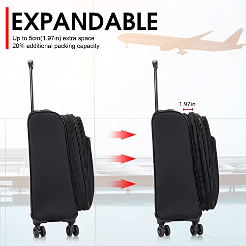 Verdi Travel Expandable Luggage Set with Spinner Wheels Durable Softshell Lightweight Nested Suitcase Set Includes 20 Inch Carry On with USB Port and 24 Inch Checked Bag