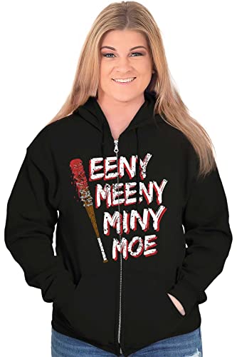 Brisco Brands Eeny Meeny Miny Moe Bloody Bat Zip Up Hoodie Mens Womens Black