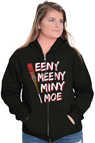 Brisco Brands Eeny Meeny Miny Moe Bloody Bat Zip Up Hoodie Mens Womens Black