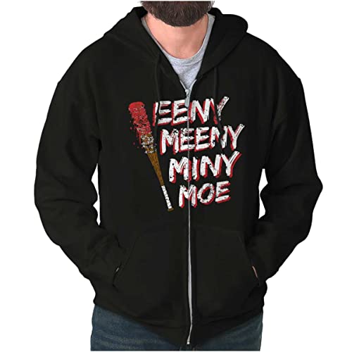 Brisco Brands Eeny Meeny Miny Moe Bloody Bat Zip Up Hoodie Mens Womens Black