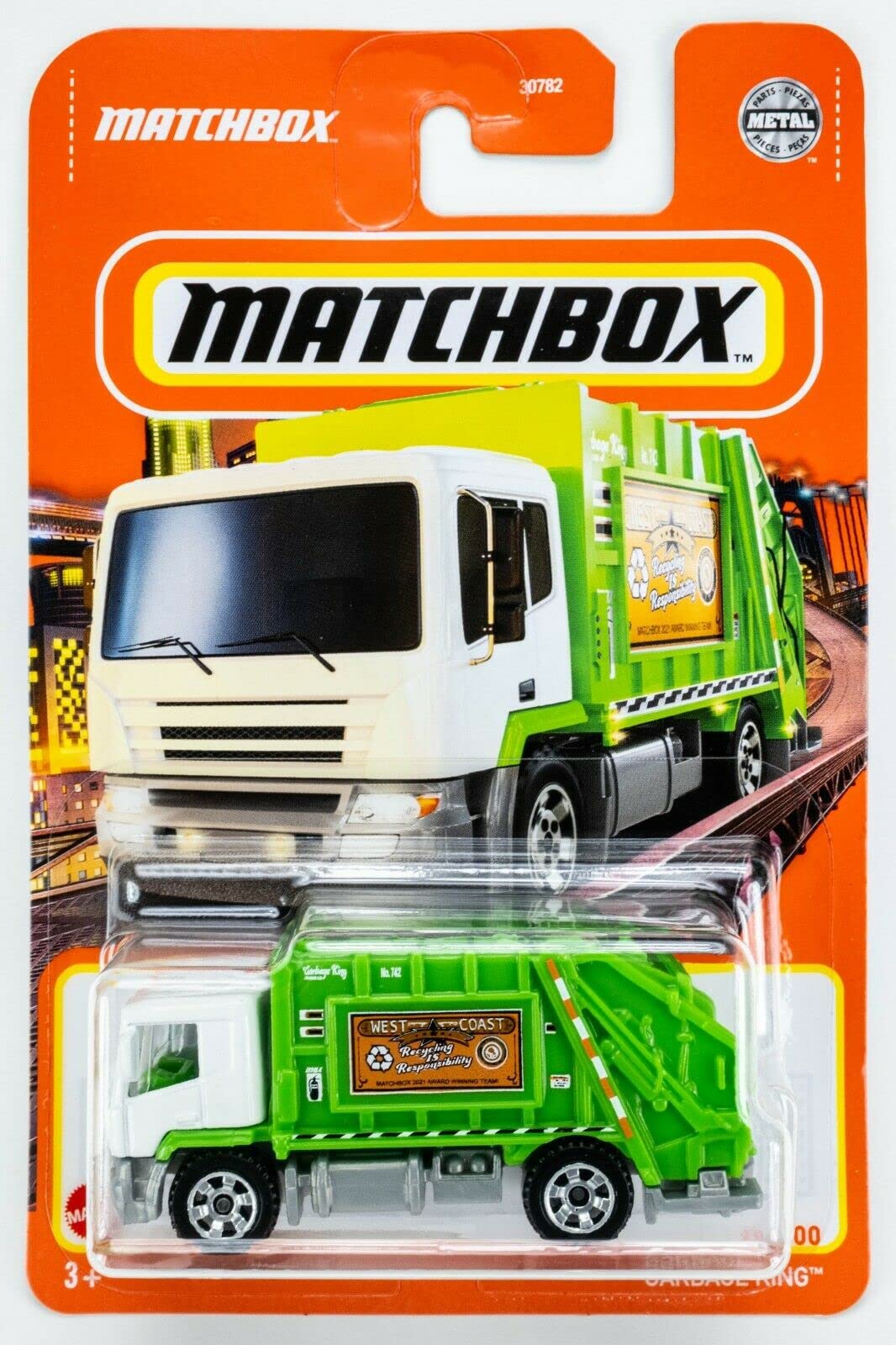 Matchbox Garbage King Truck, Green, 1:64 Scale, 2 Inches, Unisex, Children