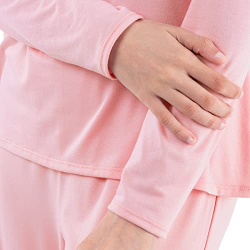 Fruit of the Loom Women's Long Sleeve Tee and Pant 2 Piece Sleep Set, Soft Pink, 3X
