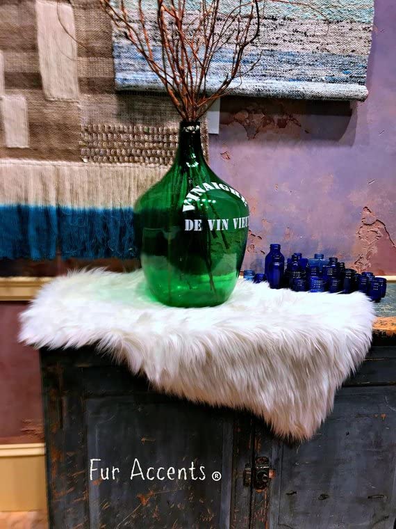 Plush Shag Table Runner, Premium Faux Fur, Sheepskin, Luxury Fur, 14" Wide Rectangular, Fur Accents Made in The USA (14" x 48", White)