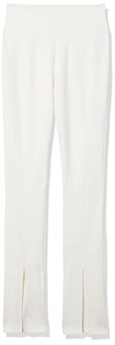 The Drop Women's Uma High Rise Fitted Slit Front Flare Pull-on Pant, Ivory, M
