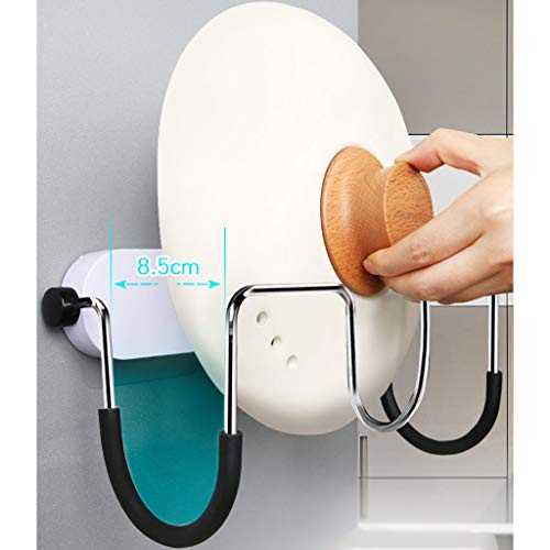 Lid Rack Cooking Pot Cover Rack Wall-mounted Free Punching Household Simple Kitchen Cutting Board Storage Wall Shelf (Color : Black)