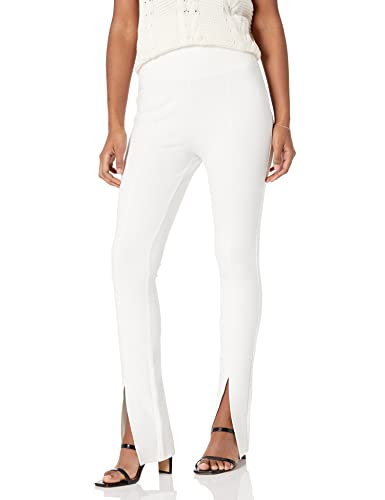 The Drop Women's Uma High Rise Fitted Slit Front Flare Pull-on Pant, Ivory, M