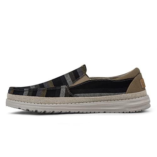 Hey Dude Men's Thad Stripes Navy Size 13 | Men’s Loafers | Men’s Slip On Shoes | Comfortable & Light-Weight