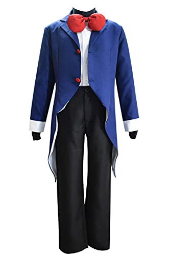 MengXin Hazbin Hotel Moxxie Helluva Boss Cosplay Costume Halloween Party Blue Tuxedo Uniform Outfits (Medium, Blue)