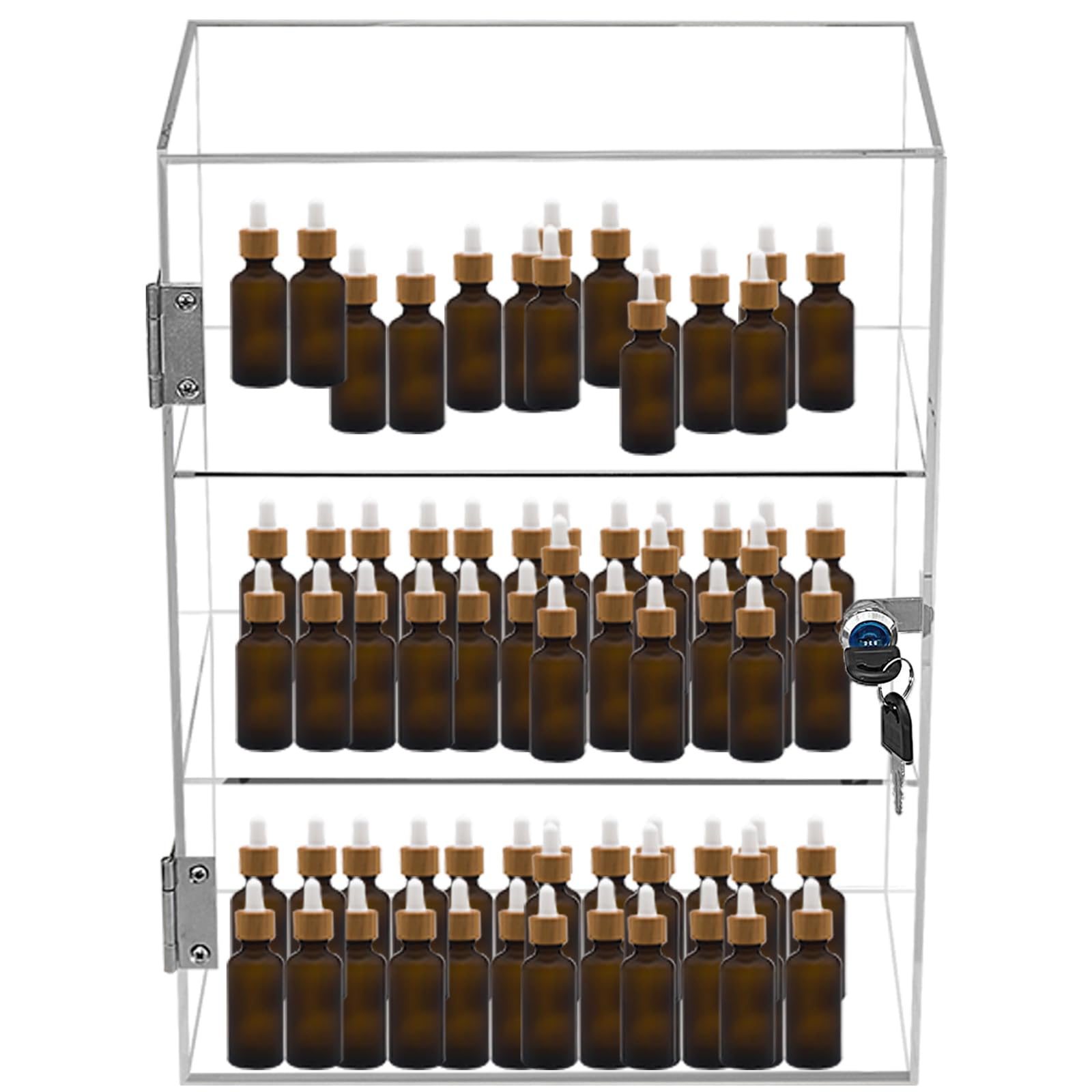 DuvinDD Acrylic Display Case with Lock, Countertop Locking Display Cabinet with Shelves and Door, Clear Acrylic Storage Cabinet Collectibles Showcase, Safe Organizer for Home Office 11.8x5.9x15.7inch