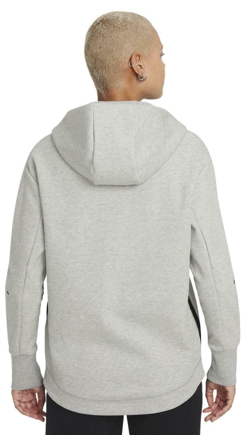 Nike Sportswear Women's Tech Fleece Essential Full-Zip Hoodie (Grey Heather/Black, Large)