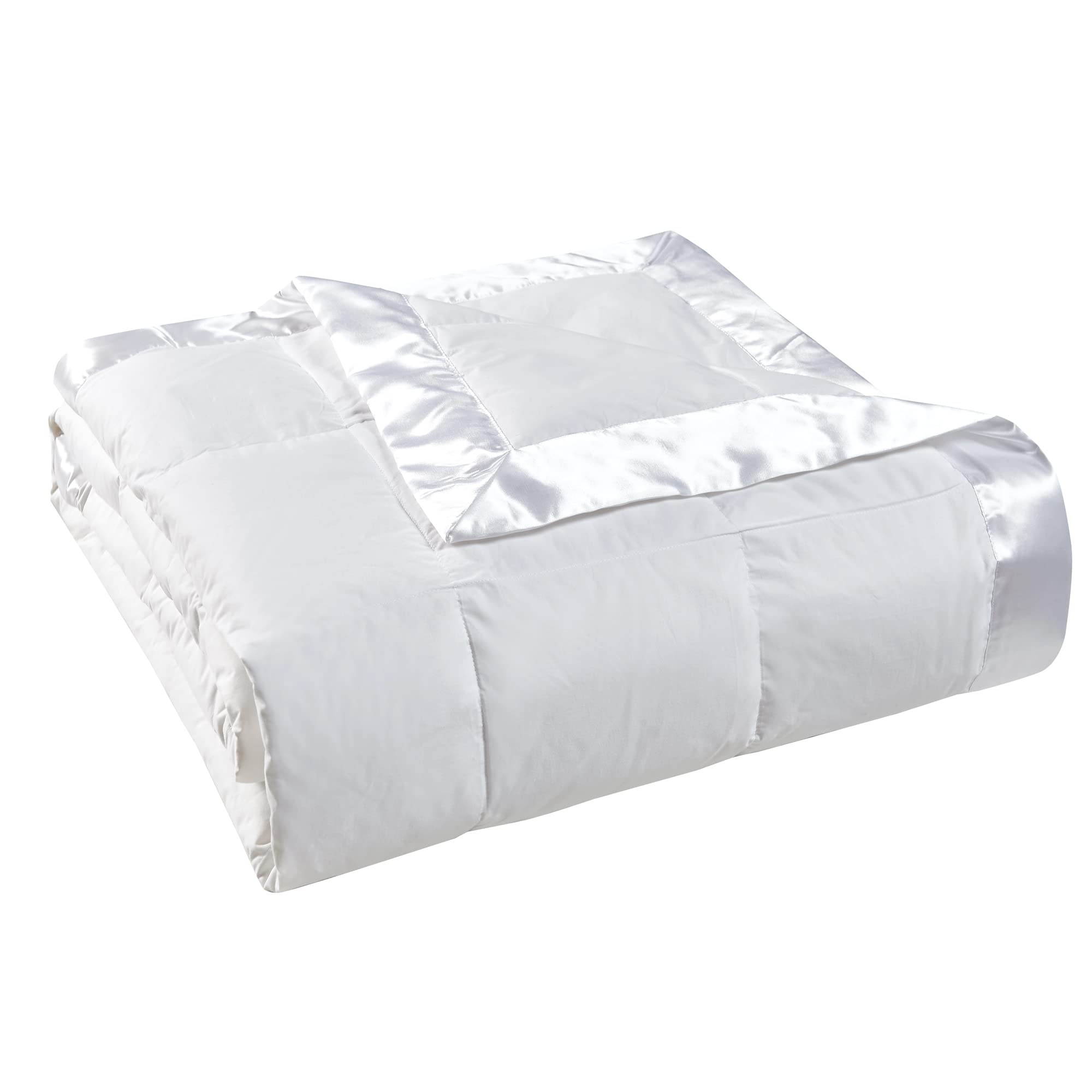 Beautyrest Tencel and Cotton Luxurious Light Warmth White Down Blanket with Silky Flange Binding, 650 Fill Power