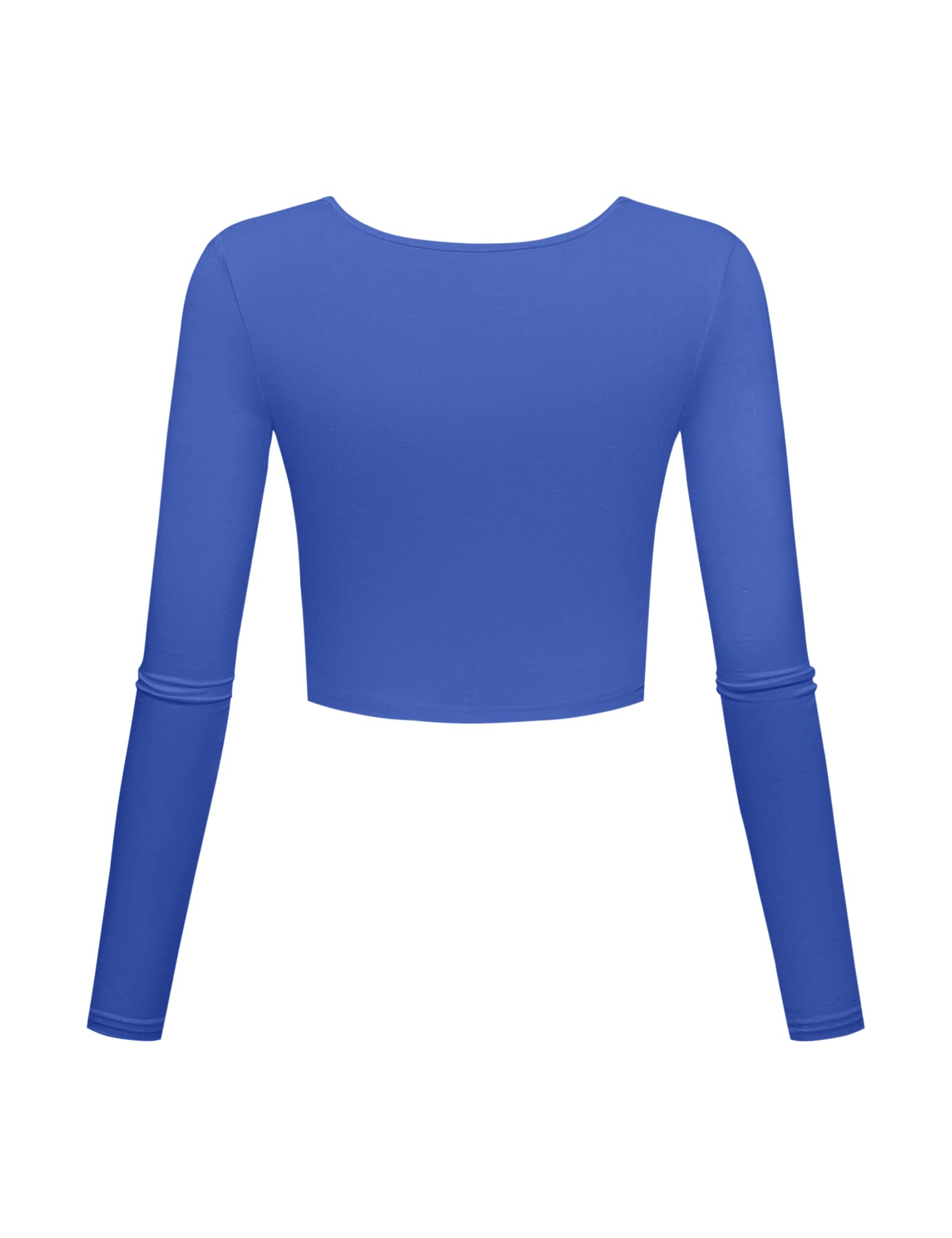 Kindcall Lightweight Yoga Crop Tops Slim Fit Long Sleeve Workout Shirts for Women (2-Royal Blue, X-Small)