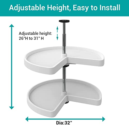 32 Inch Kidney Lazy Susan Turnable, White Lazy Susan Kitchen Cabinet Organizer