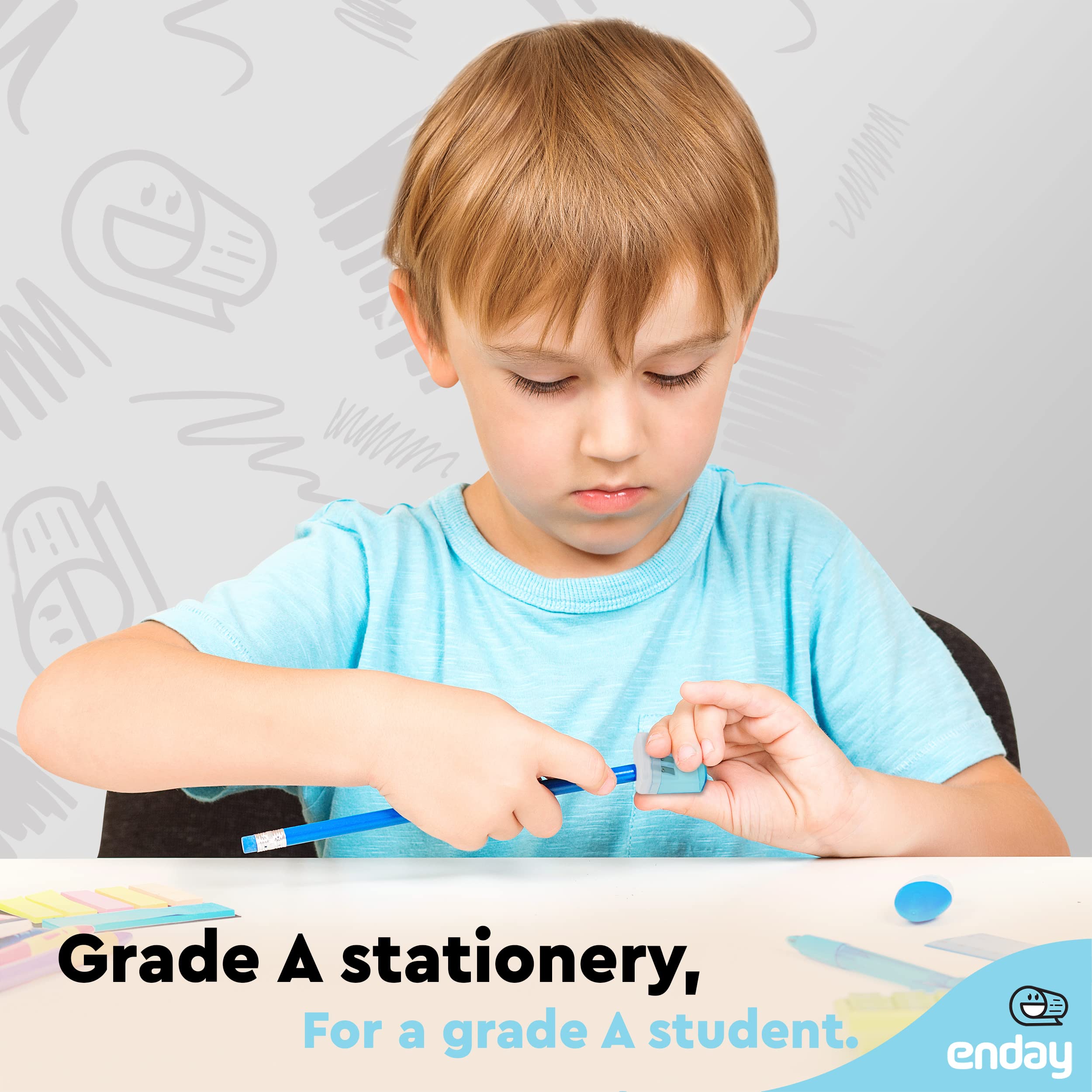 Pencil Sharpener Dual Hole Manual Blue, Jumbo Crayon Sharpener with Cover and Bin, Handheld Color Pencil Sharpeners for Large & Standard Pencils, Also Available in Red, Green, Purple, 1 Pc – by Enday