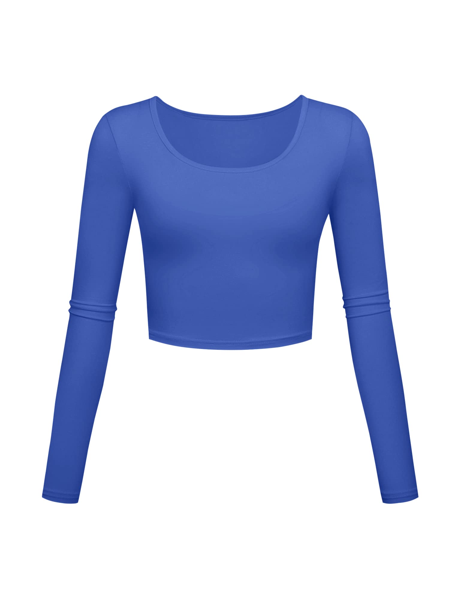 Kindcall Lightweight Yoga Crop Tops Slim Fit Long Sleeve Workout Shirts for Women (2-Royal Blue, X-Small)