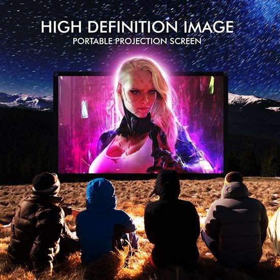 Pyle Projector Screen with Stand - 100" 16:9 HD 4K Portable Lightweight Freestanding Foldable Indoor Outdoor Movie Projection Display with Frame for Home Theater