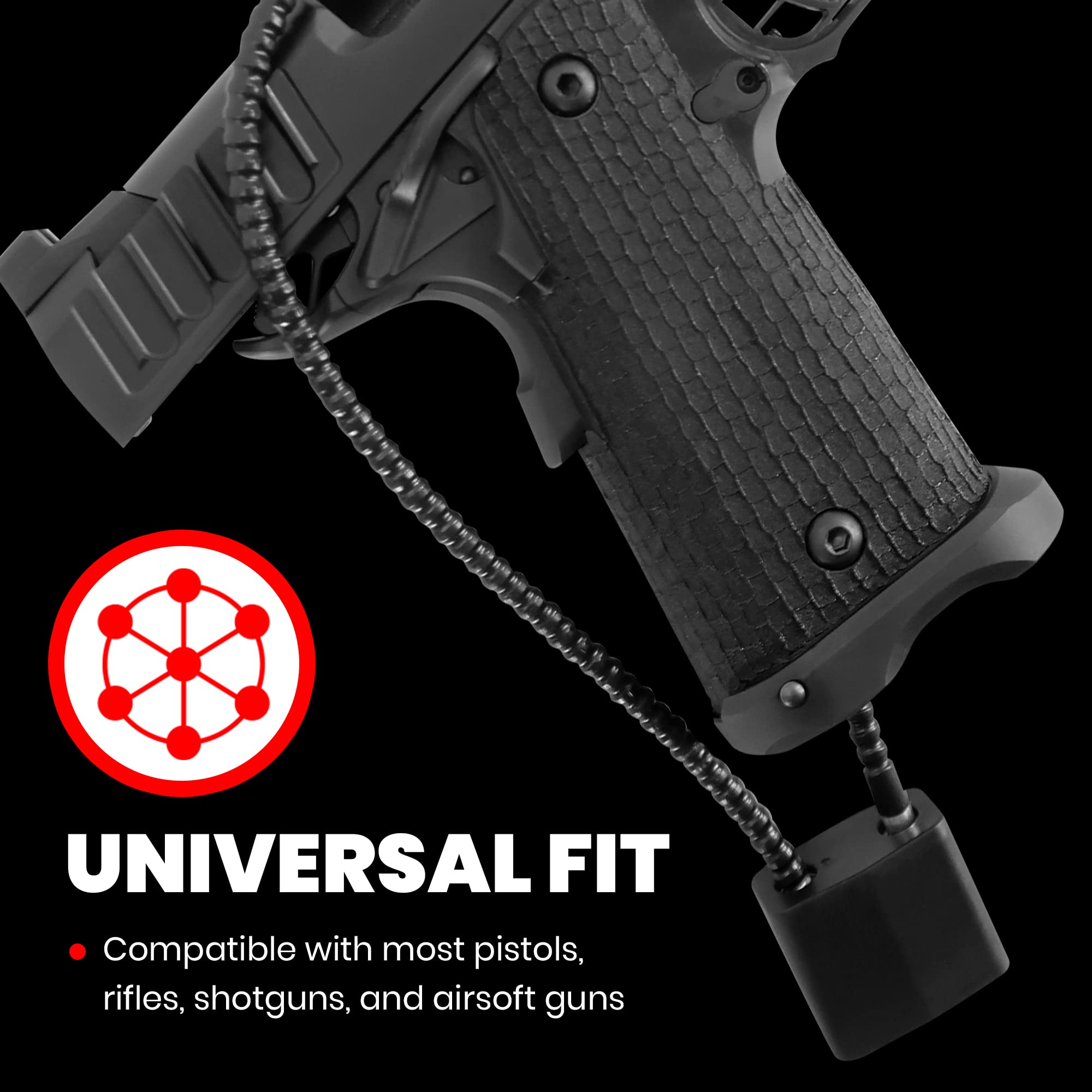 INNOVATEX 15-inch Gun Lock Cable Wire Locks with Keys for Rifles, Shotguns, Handguns, Pistols, and Firearm Safety, Gun Case Lock, DOJ Approved (1-Pack, Black)
