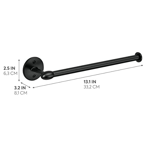 iDesign Orbinni Wall Mounted Metal Paper Towel Holder, Roll Organizer for Kitchen, Bathroom, Craft Room, 13.75" x 2.5" x 4.25", Matte Black