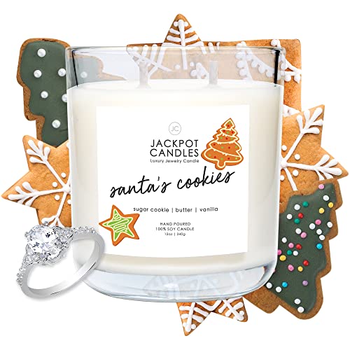 Jackpot Candles Christmas Santas Cookies Candle with Ring Inside (Surprise Jewelry Valued at 15 to 5,000 Dollars) Ring Size 7