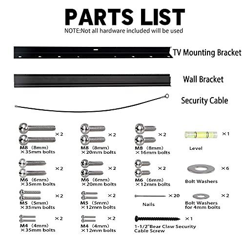 No Stud TV Wall Mount, Drywall Studless TV Hanger No Damage, No Drill, Non Screws, Dry Wall Flat Screen TV Easy Install Bar Bracket fits VESA 12-55 inch TVs up to 99 lbs, Include Hardware Levels