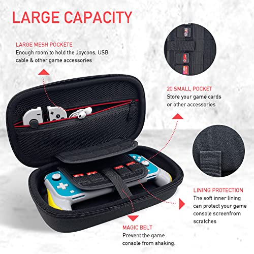JUSPRO Carrying Case for Nintendo Switch / Switch OLED / Switch Lite, Unique Oxford Waterproof Design with 20 Game Card Slots & Accessory Pocket for Travel & Holiday Gifts