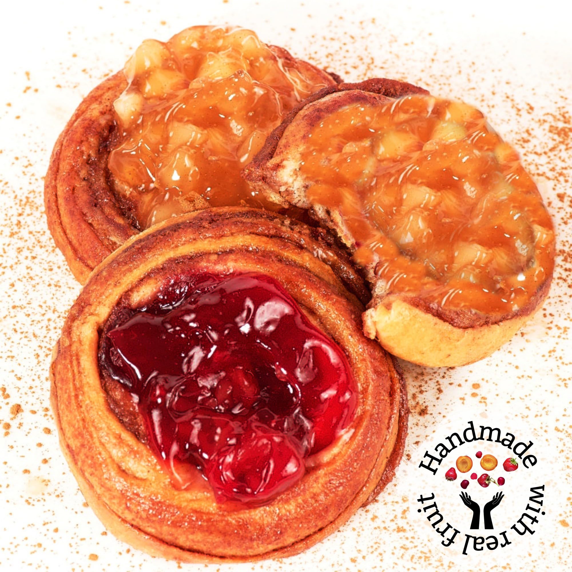 Fruit Danish Pastries | Christmas Holiday Corporate Food Gifts in Gift box |12 Individually Wrapped ASSORTED Fruit Filled Cinnamon Buns | Halloween, Thanksgiving-Stern’s Bakery