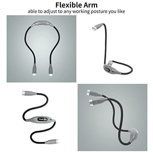 Book Light, Book Light for Reading in Bed, Fast Recharge, Neck Reading Light Slim with 3 Modes, Super Flexy, Hands Free Versatile Neck Light, Up to 70 Hours.Gift for Knitting, Sewing, Camping(Grey)