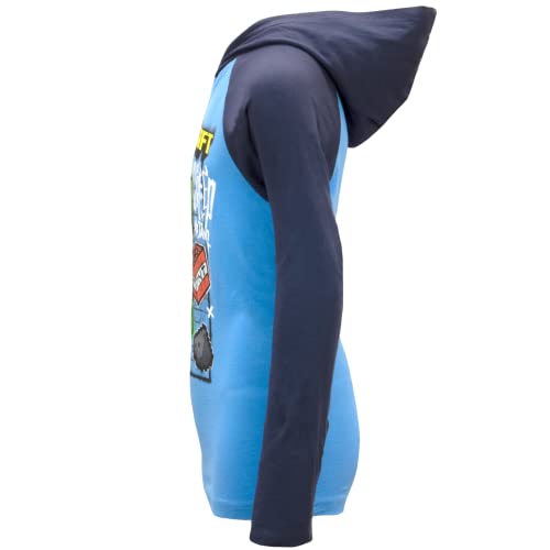 Minecraft Boys Long Sleeve Creeper Hoodie Tee (Blue, Size 5/6)