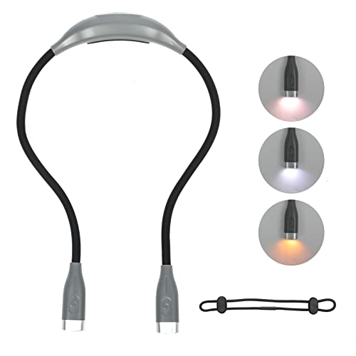 Book Light, Book Light for Reading in Bed, Fast Recharge, Neck Reading Light Slim with 3 Modes, Super Flexy, Hands Free Versatile Neck Light, Up to 70 Hours.Gift for Knitting, Sewing, Camping(Grey)