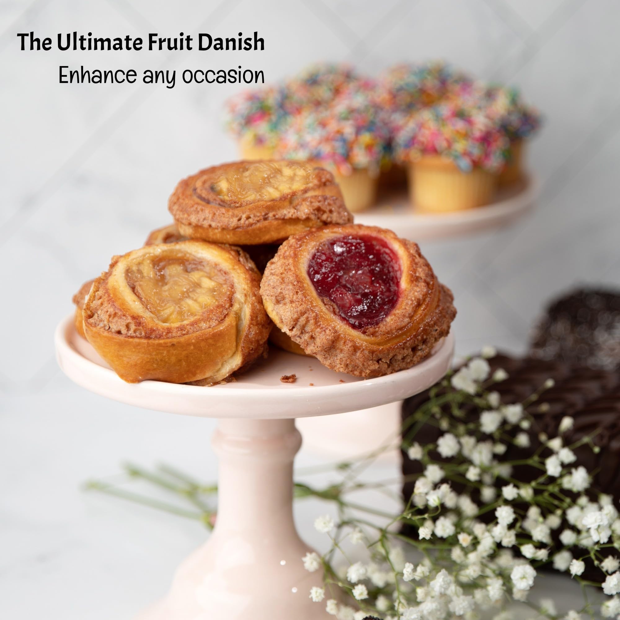 Fruit Danish Pastries | Christmas Holiday Corporate Food Gifts in Gift box |12 Individually Wrapped ASSORTED Fruit Filled Cinnamon Buns | Halloween, Thanksgiving-Stern’s Bakery