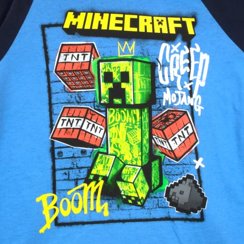 Minecraft Boys Long Sleeve Creeper Hoodie Tee (Blue, Size 5/6)