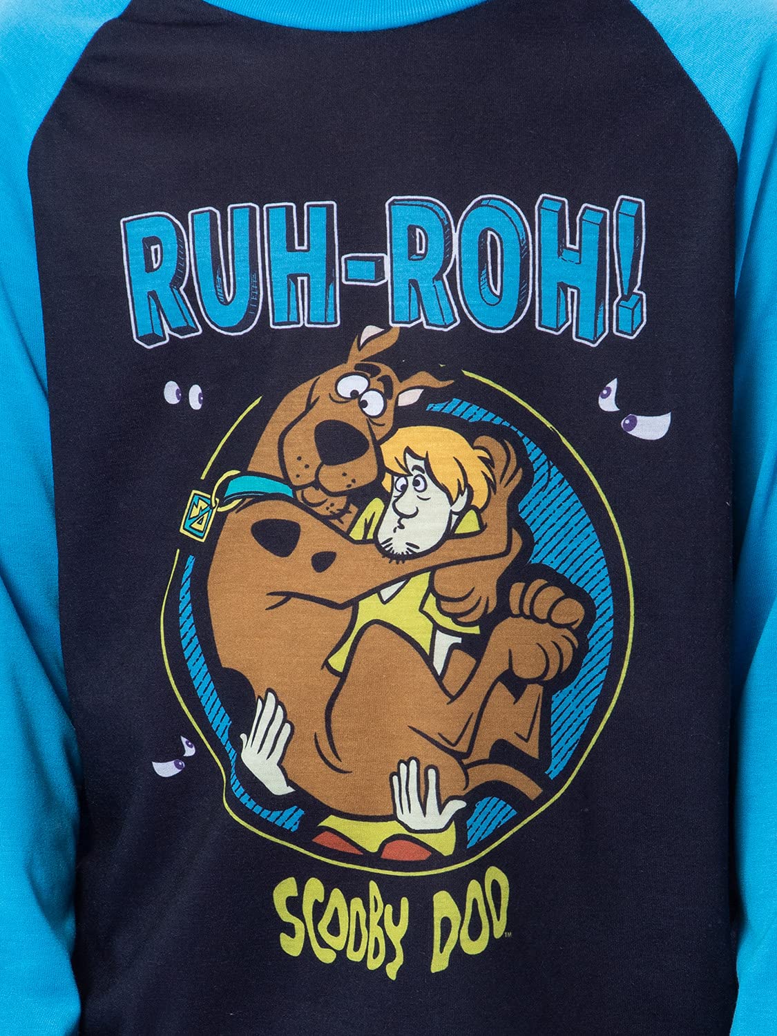 INTIMO Scooby-Doo Boys' Scooby Shaggy Ruh-Roh! Raglan Sleep Pajama Set (8) Black