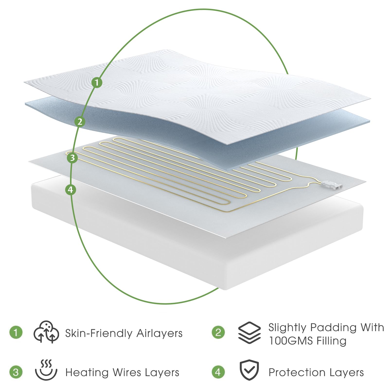 Full Size Electric Heated Mattress Pad 10 Heat Settings Single Control with Memory Timer for 1-12 Hours Auto Off, Lighted Button