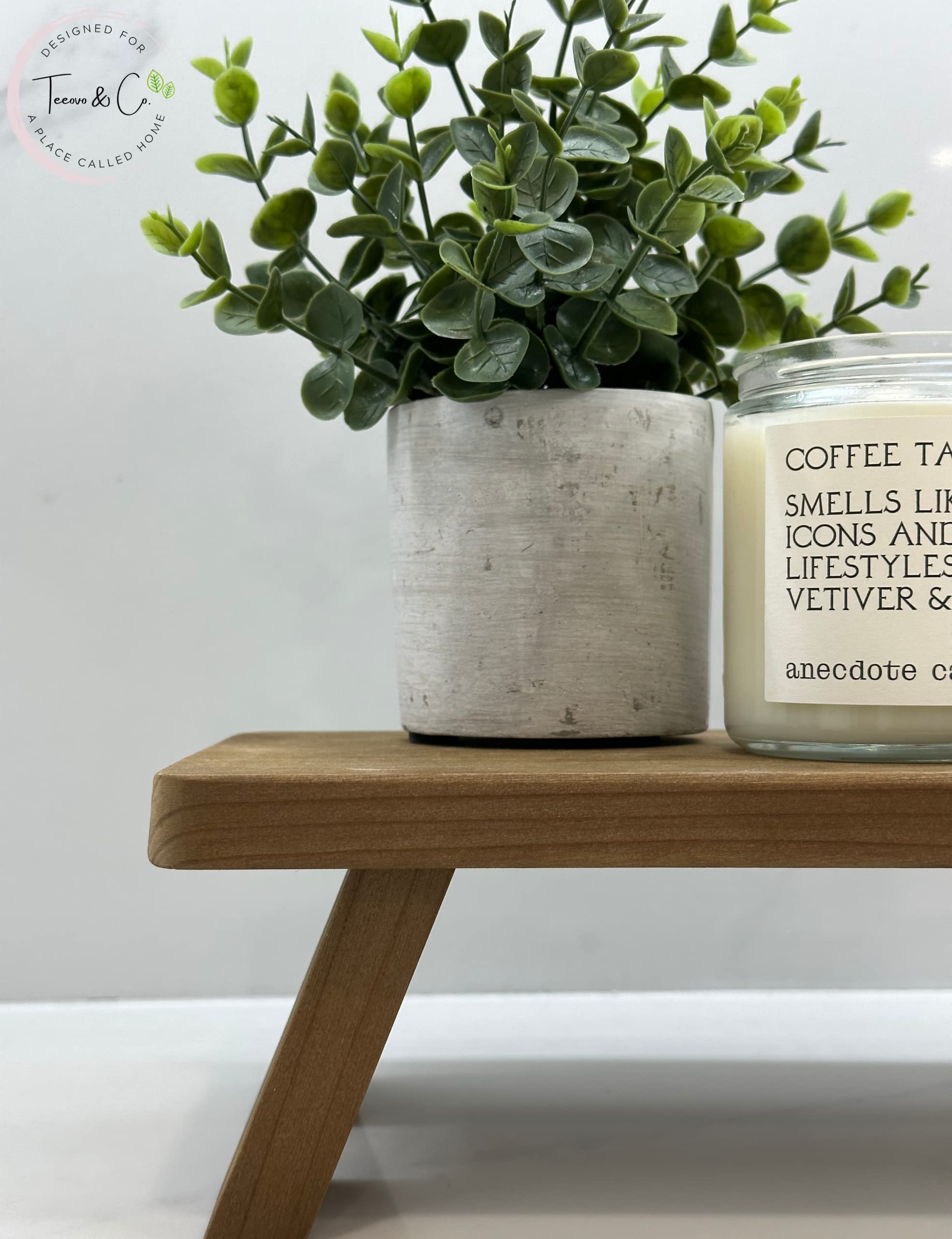 Teeovo&Co Wood Riser - Decorative Farmhouse Tray Riser, Wooden Pedestal Mini Display Stool for Centerpiece, Tabletop Plant Stand on Kitchen/Bathroom Countertop or Coffee Bar/Dining Room Table