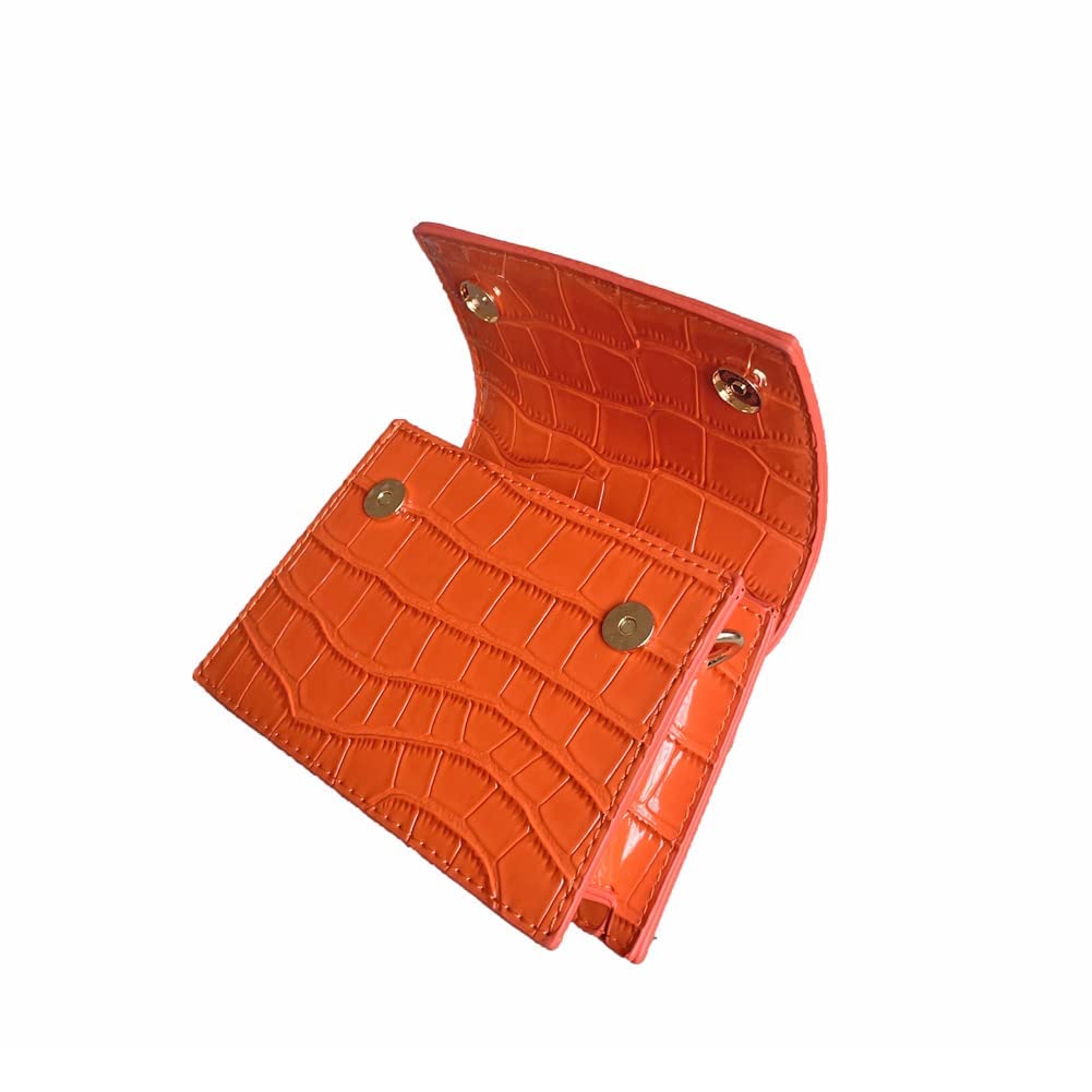 Cute Purse Mini Crossbody Bags for Women Top Handle Clutch Handbag (Orange-large)
