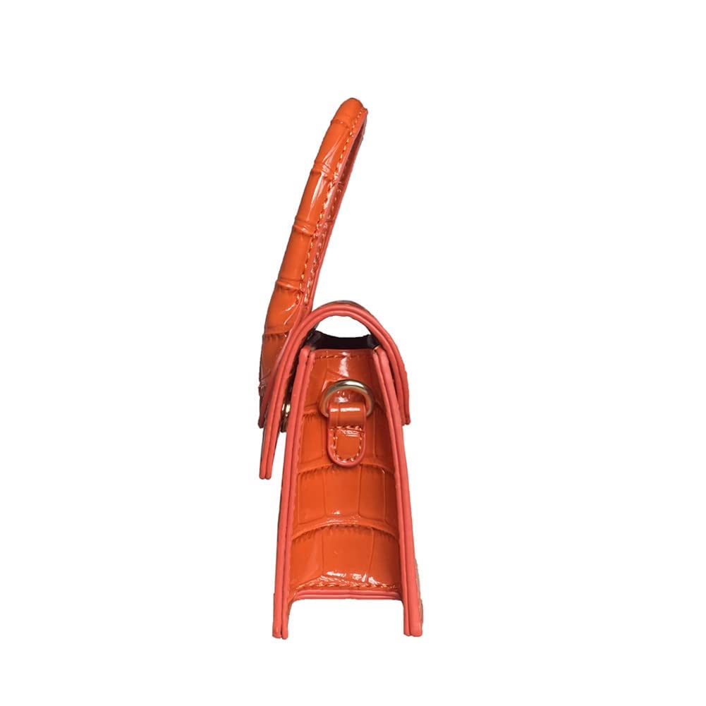 Cute Purse Mini Crossbody Bags for Women Top Handle Clutch Handbag (Orange-large)