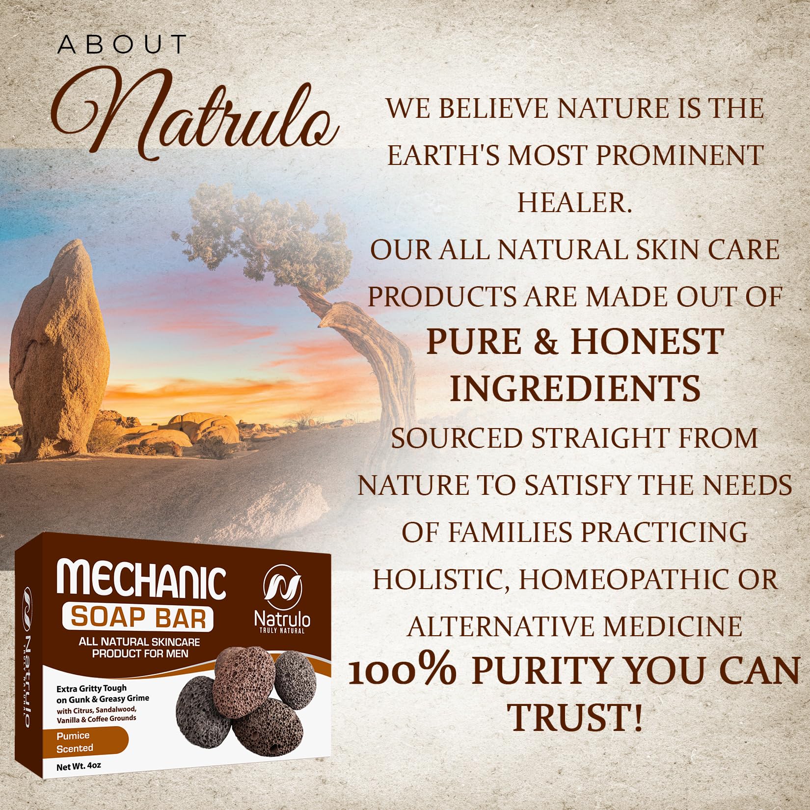 Men’s Natural Mechanic Soap for Hands & Body, 4oz Scented Pumice Soap Bar for Him – Extra Gritty Tough on Gunk & Greasy Grime – Quality Soap Handcrafted in the USA