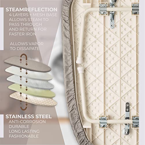 Bartnelli Tabletop Ironing Board Size 24x14 with Reinforced Steel Legs for Extra Stability, and Extra Layer Cover Padding for Smooth and Easy Ironing, Intelligent Locking System to Easily Fold Away