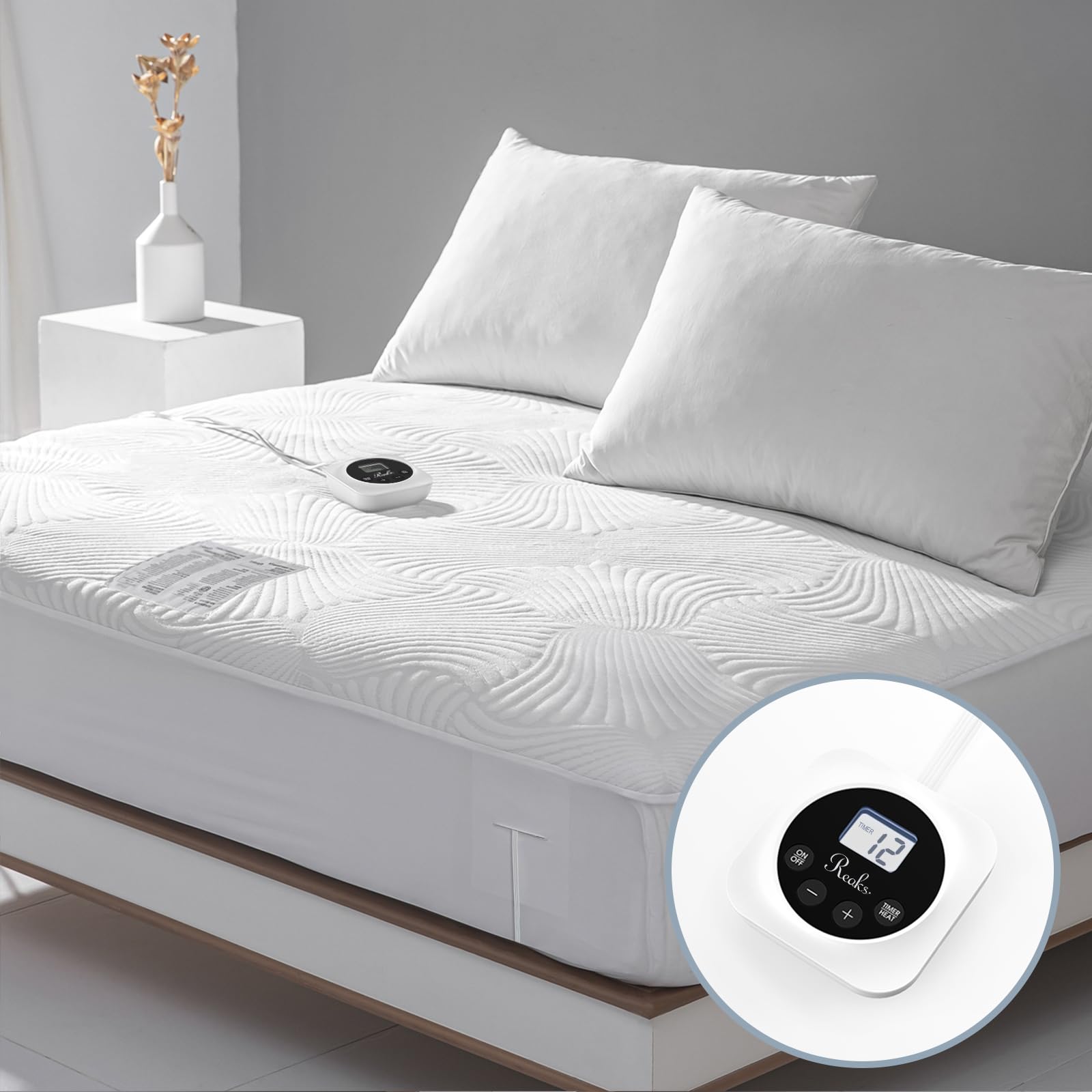 Full Size Electric Heated Mattress Pad 10 Heat Settings Single Control with Memory Timer for 1-12 Hours Auto Off, Lighted Button